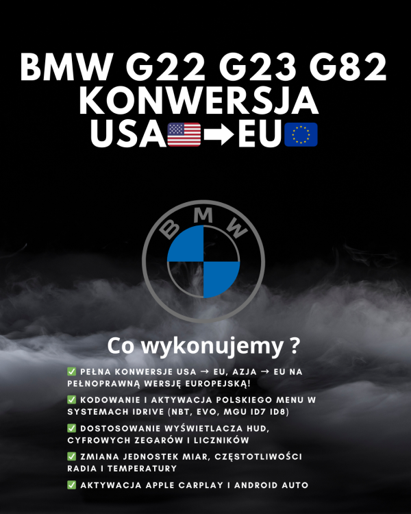BMW G22 G23 G26 G82 konwersja USA na EU Kodowanie i adaptacja